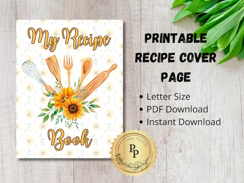 Printable Recipe Book Cover: Elegant Floral Design (PDF Download) - Etsy