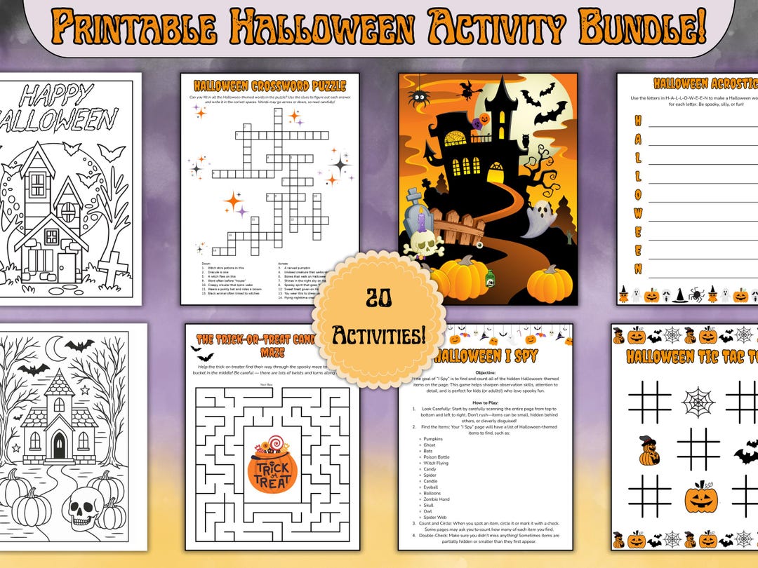 Printable Halloween Activity Bundle for Kids – Fun Games, Worksheets ...