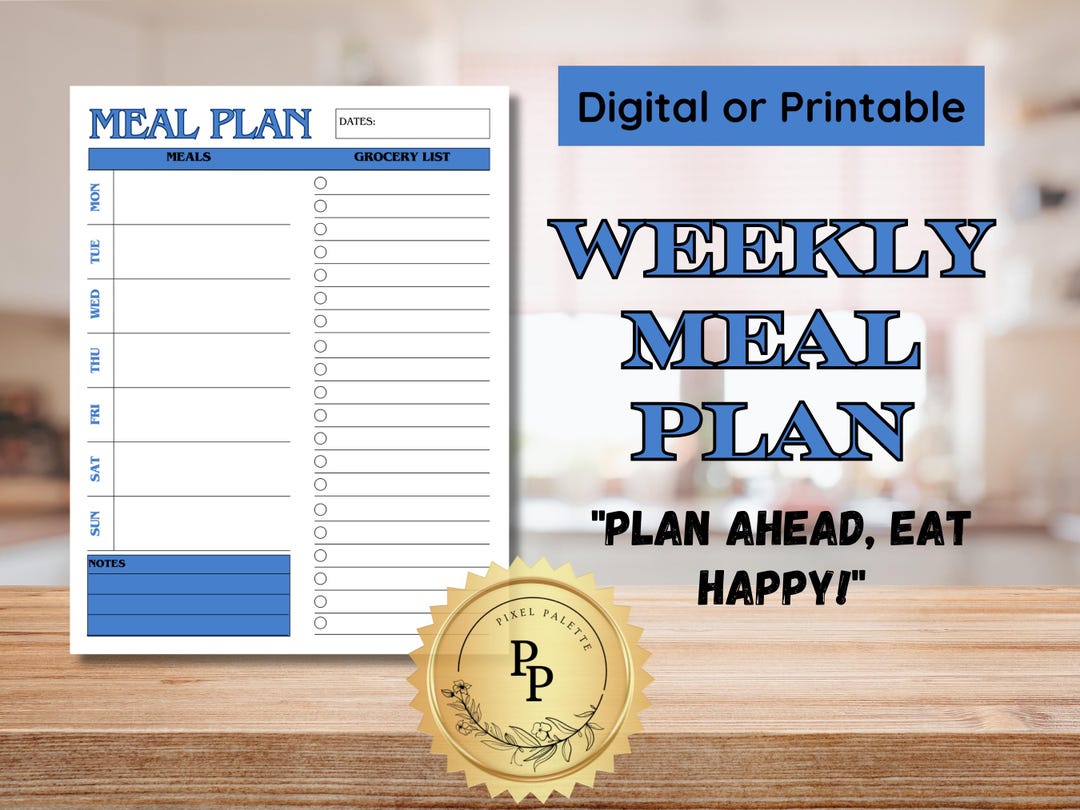 Printable Weekly Meal Planner | Meal Prep Schedule, Grocery List & Food ...