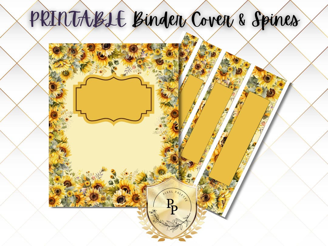 Printable Binder Cover With Spines, Sunflower Printable Covers and ...