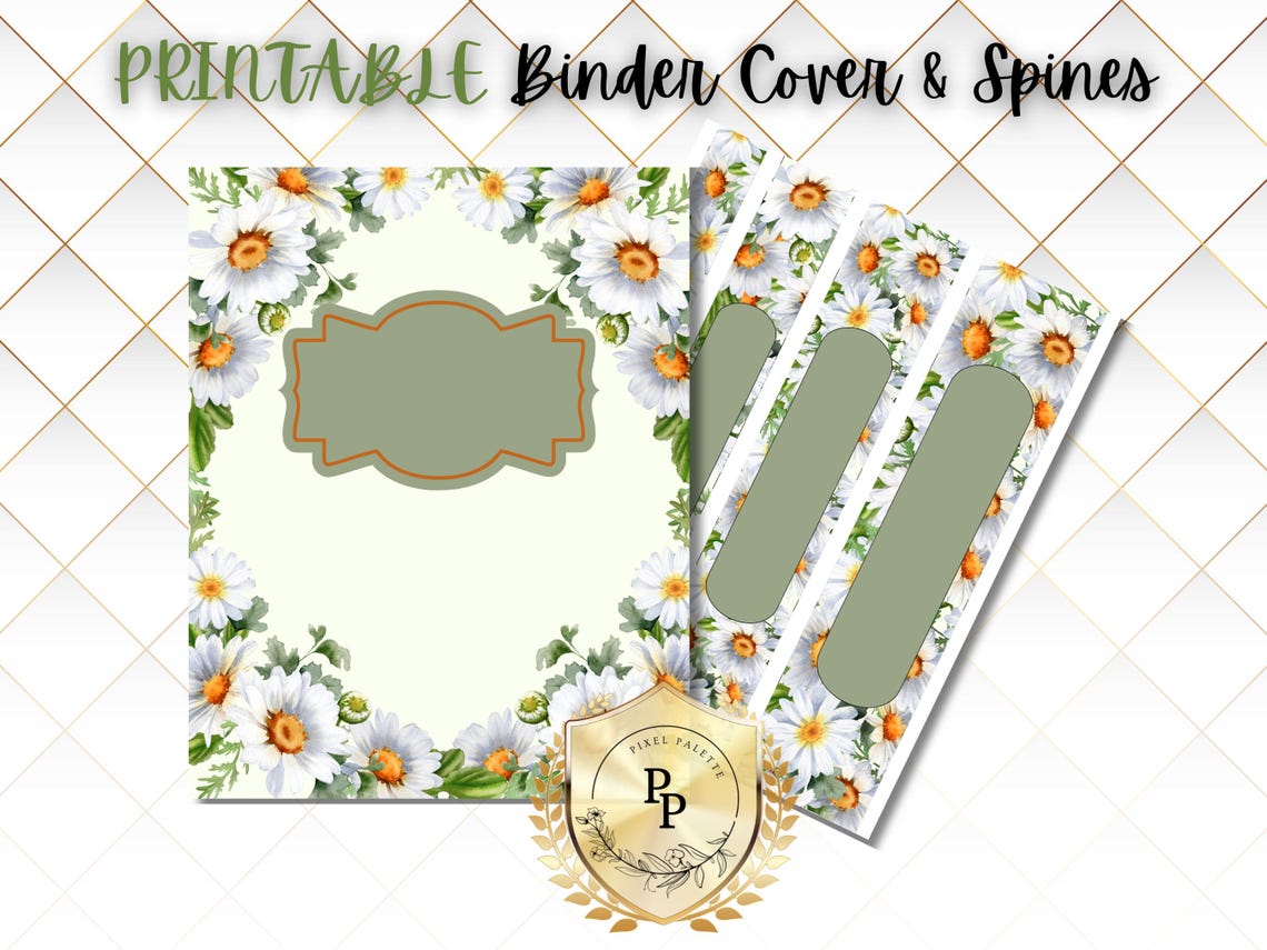 Floral Printable Binder Cover & Spines — PDF for Planner, Home and ...