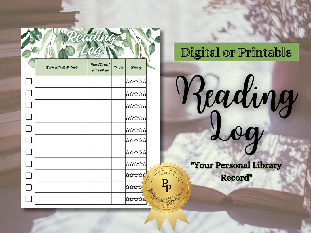 Printable Reading Log | Greenery-themed Book Tracker, Reading Journal ...
