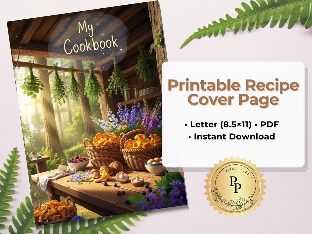 Printable Recipe Book Cover | Binder Design | Kitchen Recipe Organizer ...