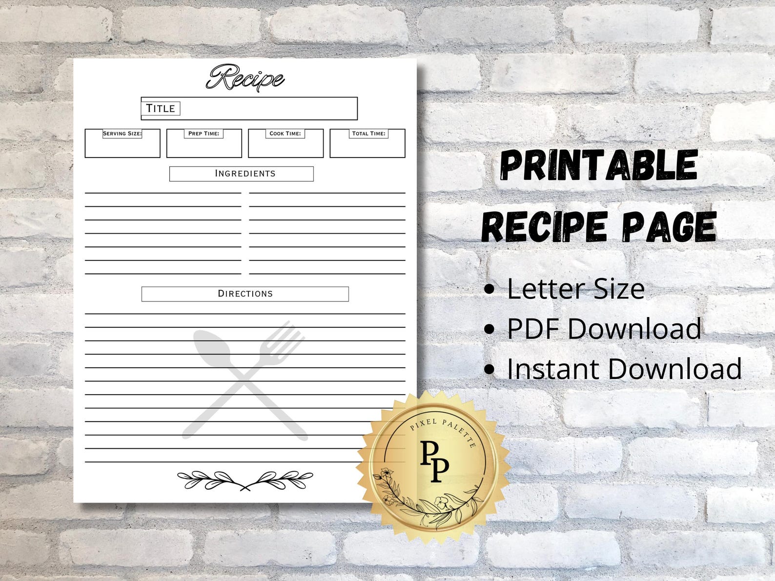 Printable Recipe Template: DIY Cookbook Pages (instant Download) - Etsy