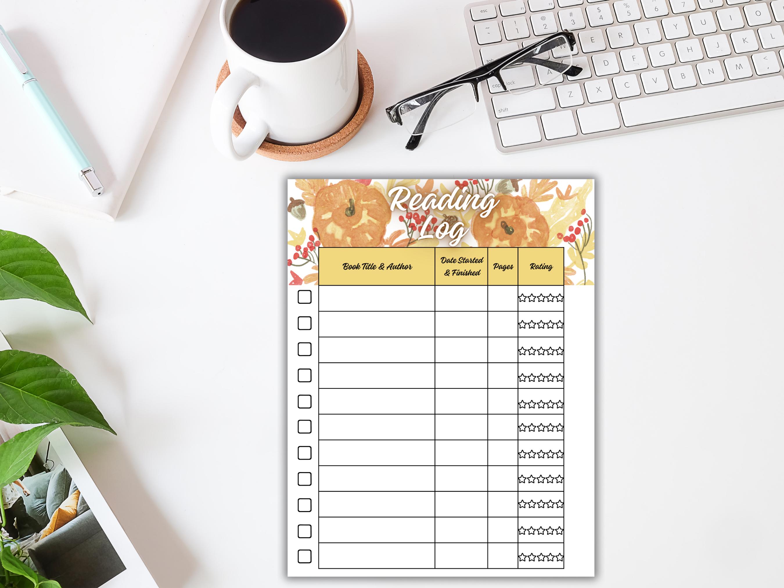 Printable Reading Log | Pumpkin-themed Book Tracker, Reading Journal ...