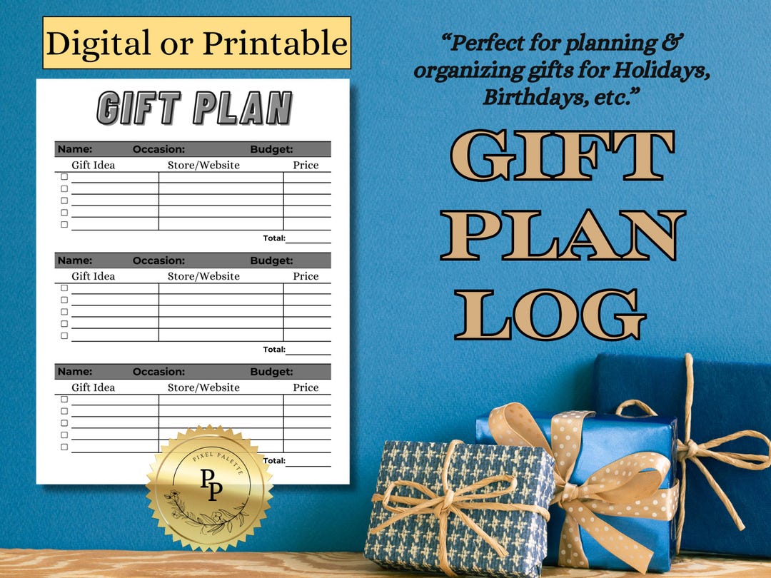 Printable Gift Planner Log | Holiday & Birthday Gift Tracker, Budget ...