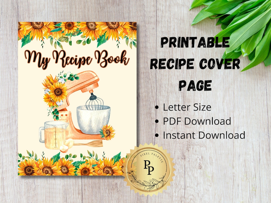 Elegant Printable Recipe Book Cover | Stylish Digital Download for Your ...