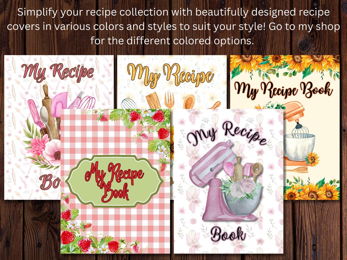 Elegant Recipe Book Cover Template Instant Digital Download - Etsy