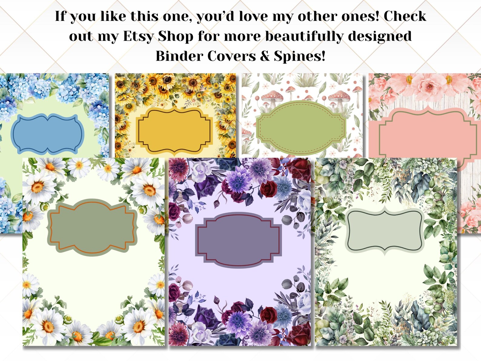 Floral Printable Binder Cover & Spines — PDF for Planner, School and ...