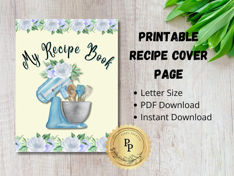 Elegant Recipe Book Cover Template Instant Digital Download - Etsy
