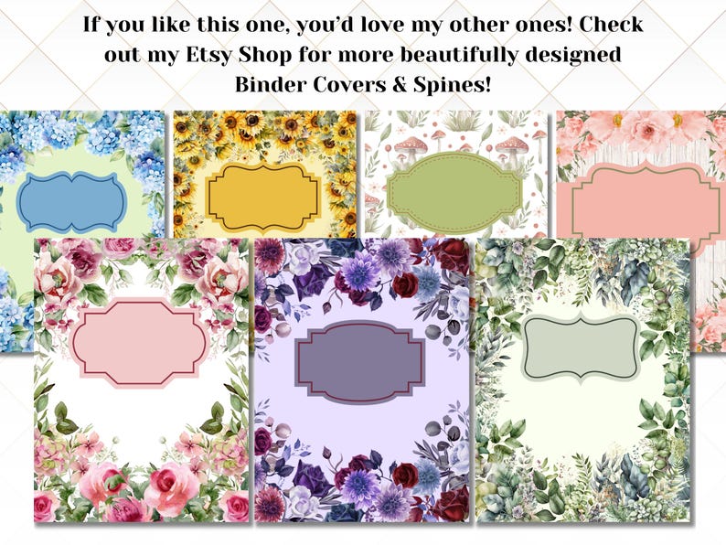 Floral Printable Binder Cover & Spines — PDF for Planner, Home and ...