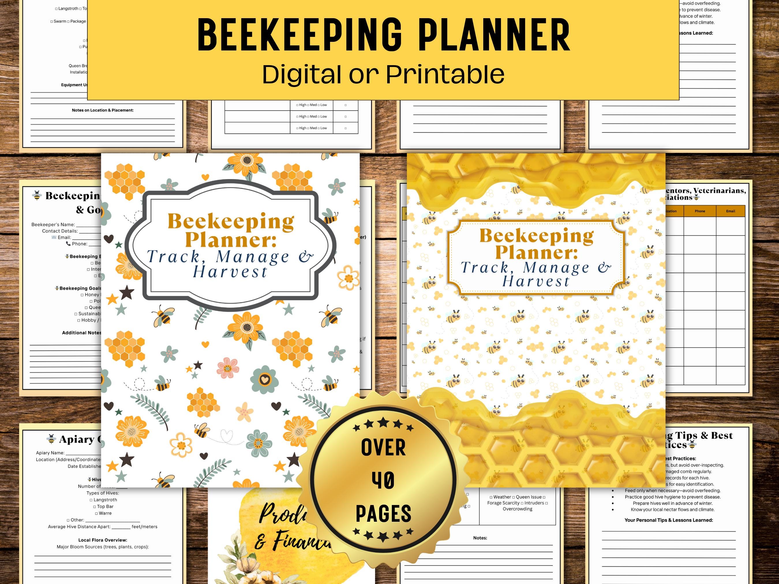 Beekeeping Journal Printable | Digital Hive Management Log Book, Apiary ...