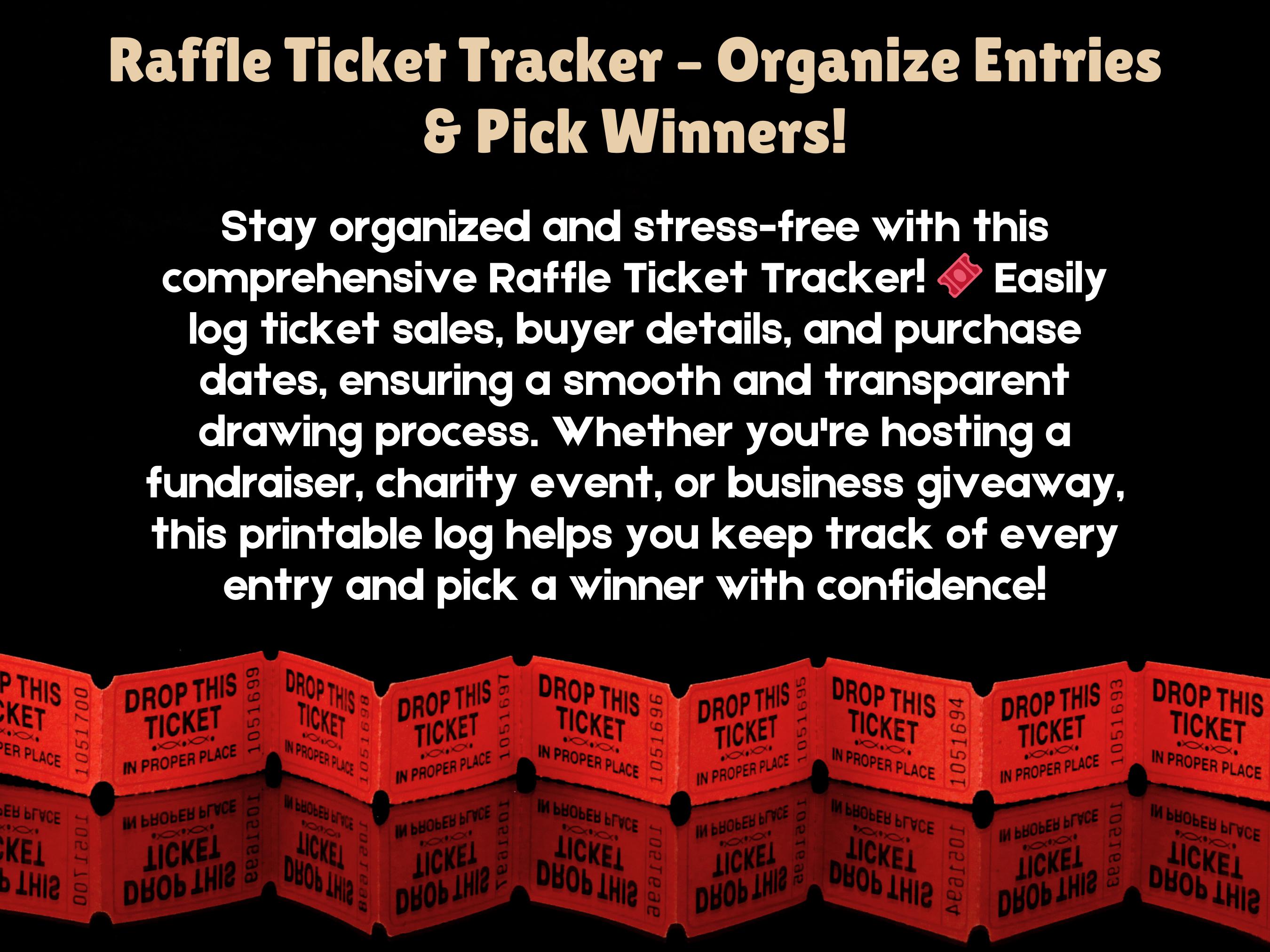 Printable Raffle Tracker | Raffle Entry Log | Contest Prize Tracker ...