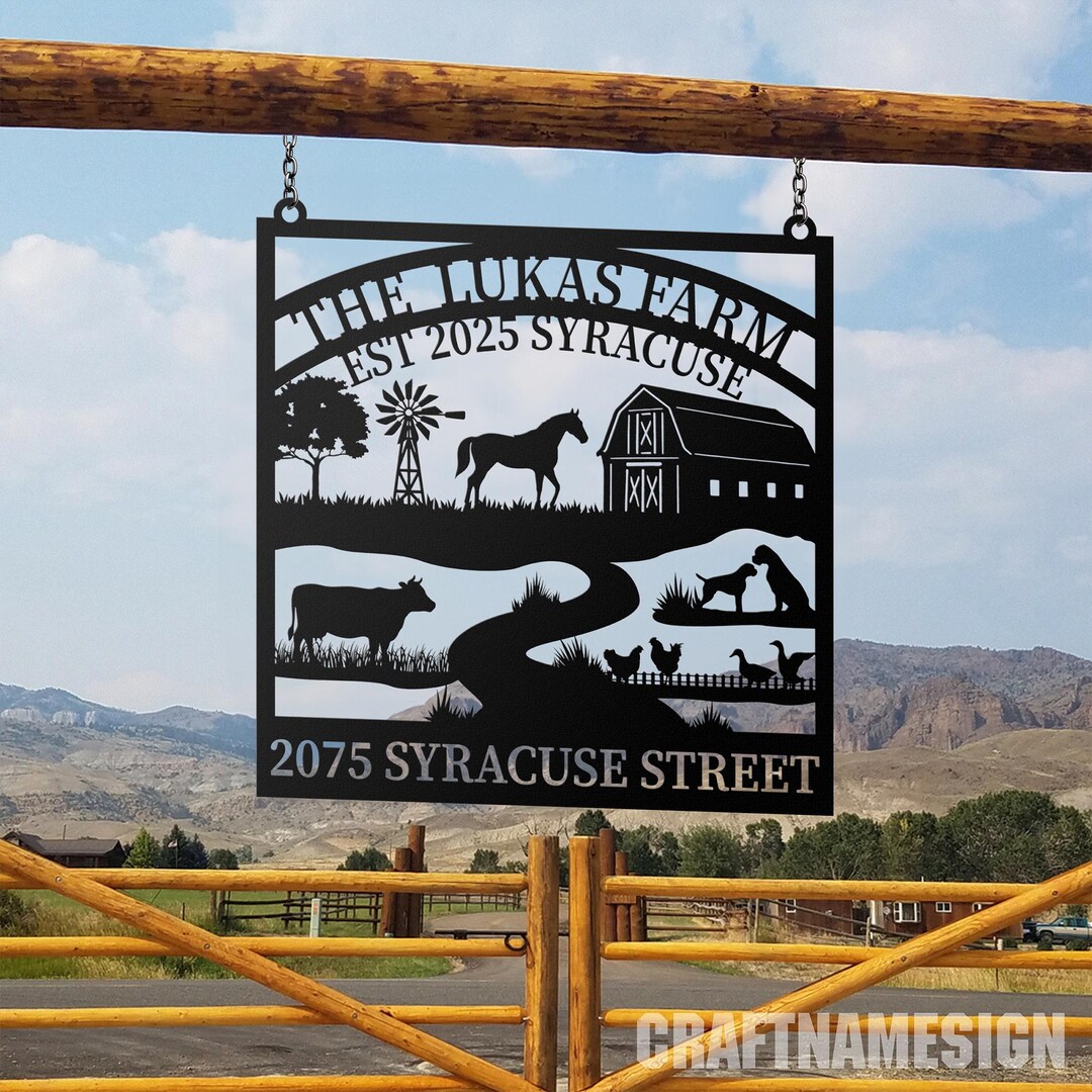 Personalized Hanging Ranch Sign, Custom Metal Farm Name Sign With ...