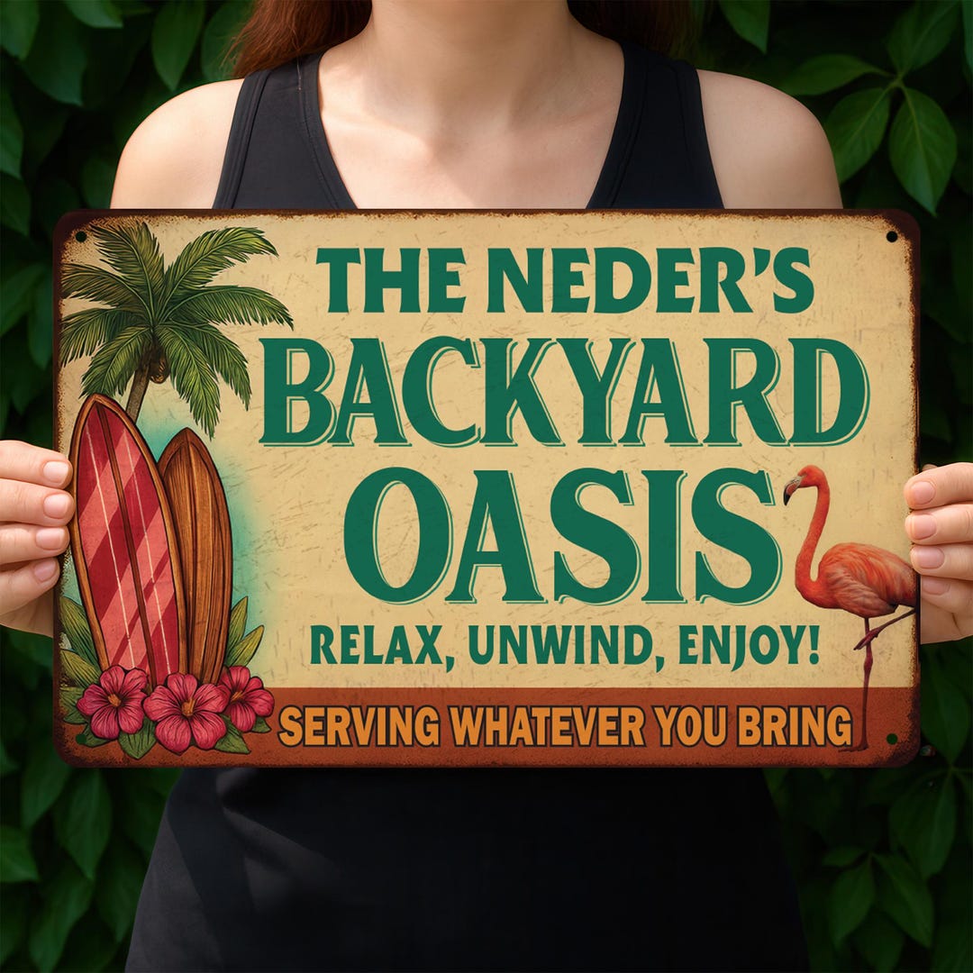 Custom Backyard Oasis Sign, Personalized Patio Decor, Outdoor Pool Sign ...