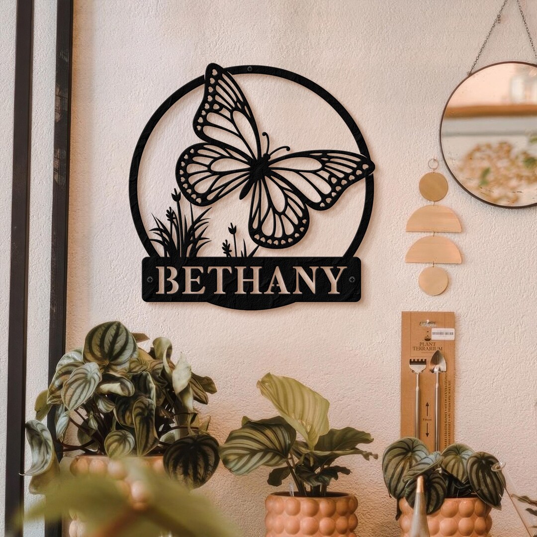 Personalized Butterfly Metal Sign, Custom Name Garden Decor, Outdoor ...