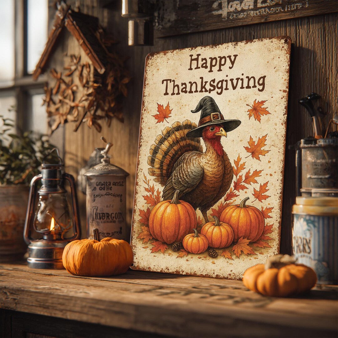 Whimsical Turkey Thanksgiving Fall Wall Decor, Rustic Mantle Art, Metal ...