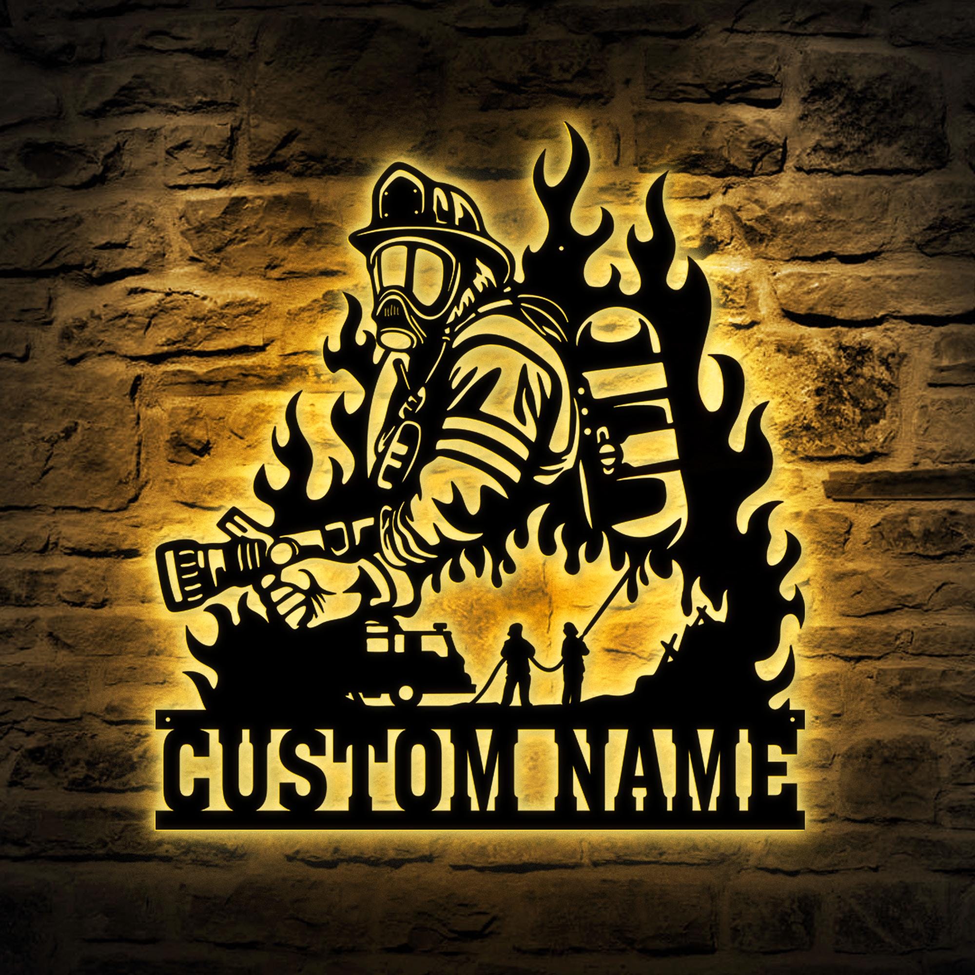 Custom Fire Dept LED Metal Sign – Personalized Firefighter Wall Art ...