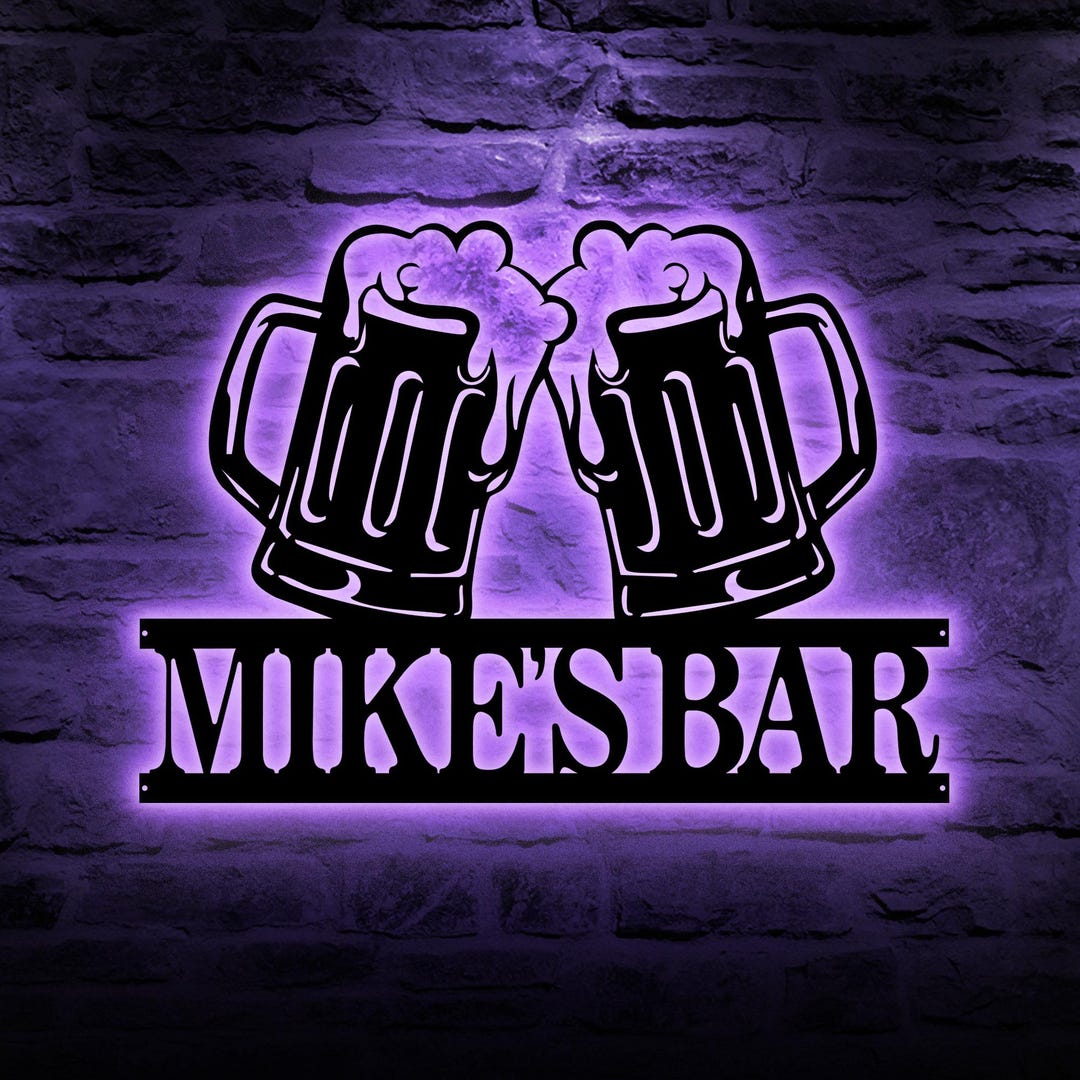 Custom Beer Mug LED Bar Sign – Personalized Cheers Name Sign for Home ...