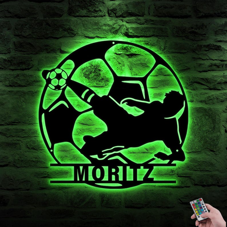 Personalized Soccer LED Metal Sign – Custom Football Wall Art, Soccer ...