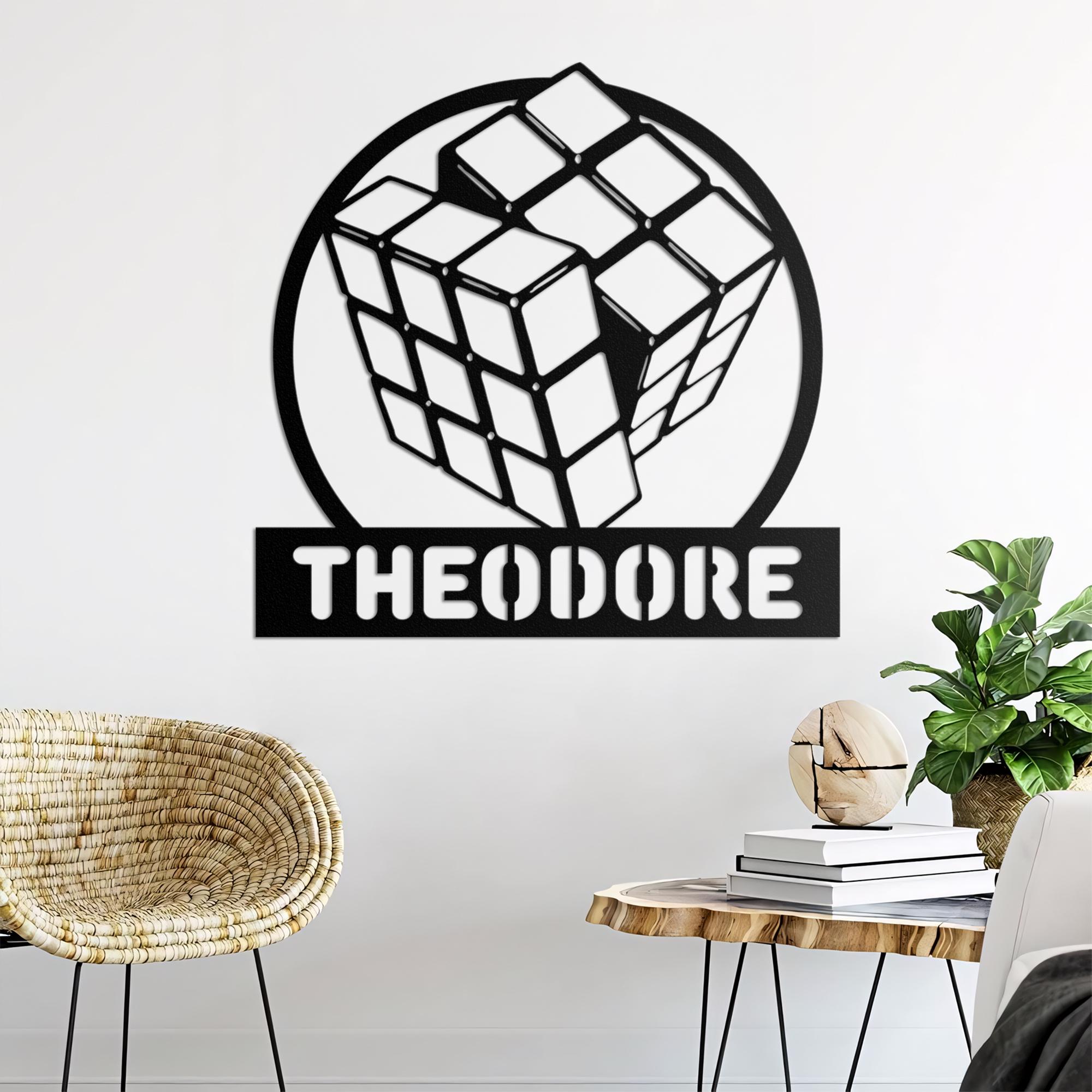 Custom Rubik's Cube Metal Wall Art LED Light, Personalized Rubiks Cube ...