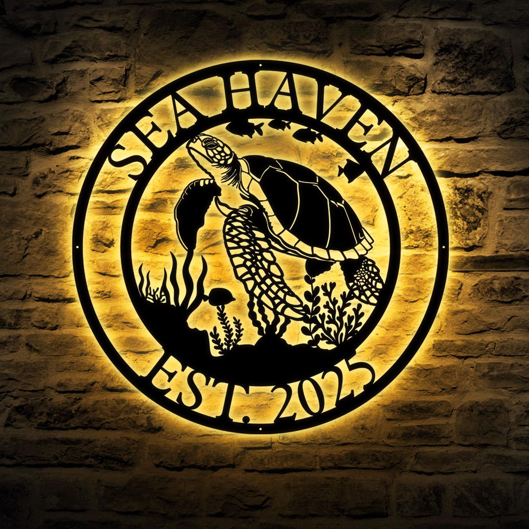 Sea Turtle Metal Wall Art – Turtle Name Sign for Beach House, Vacation ...