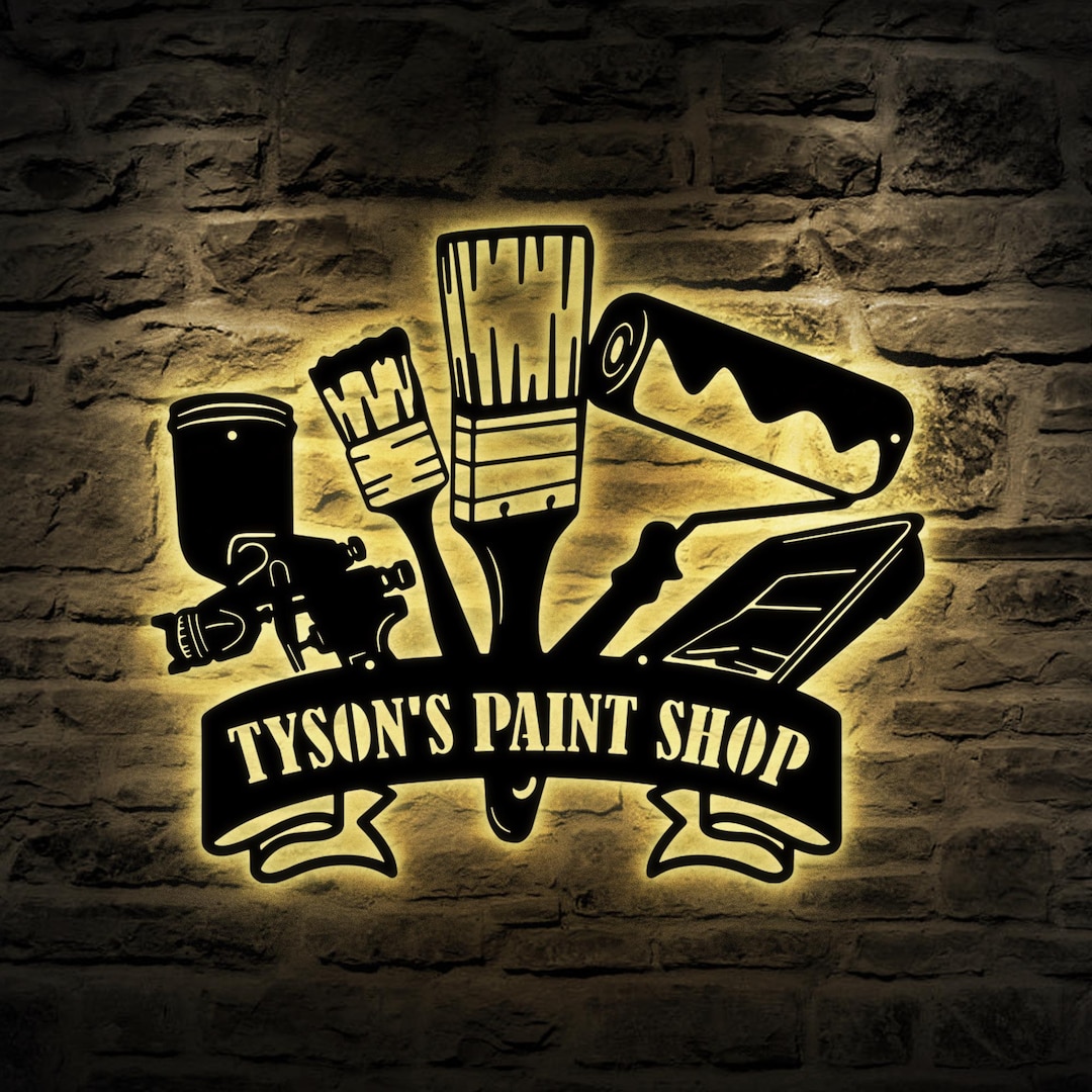 Custom Wall Painting Tools Metal Sign With Led Light, Personalized ...
