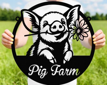 Metal Pig Sign Pig Farm Sign Personalized Pig Metal Wall Art Pig Metal ...