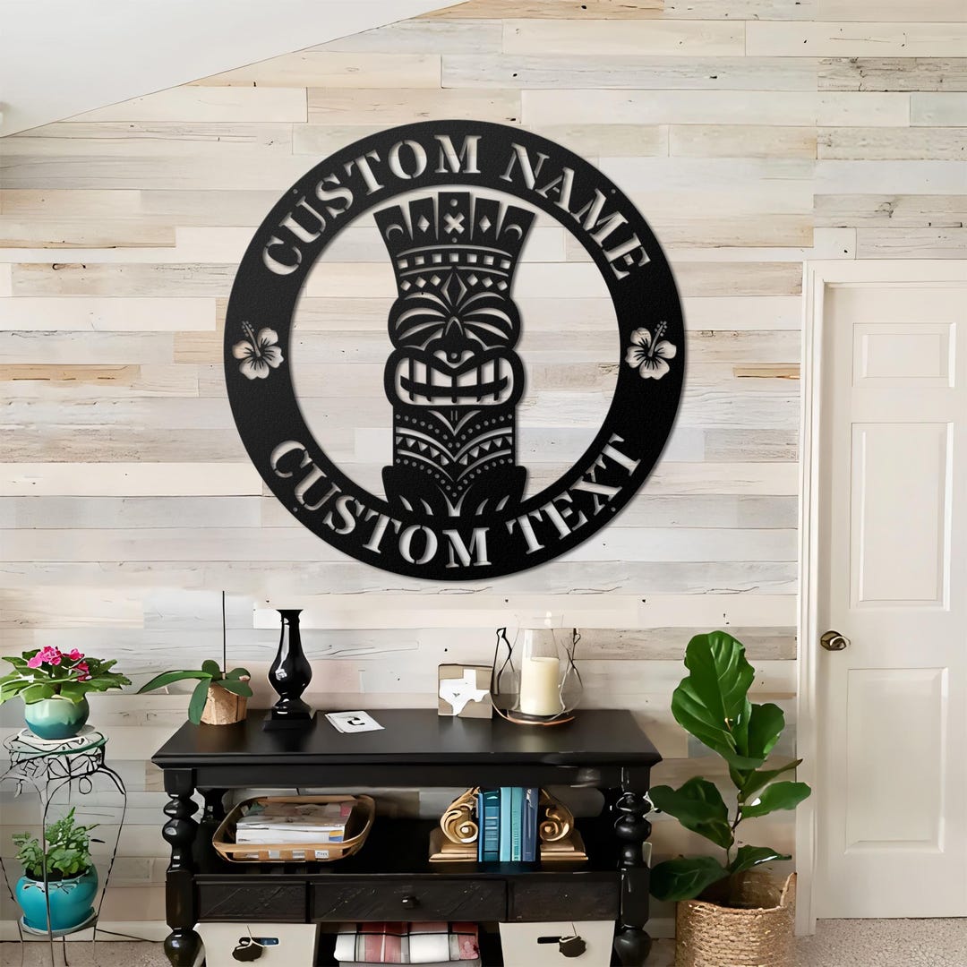 Ku Tiki Metal Wall Art, Custom Personalized Tiki Lounge Name Sign ...