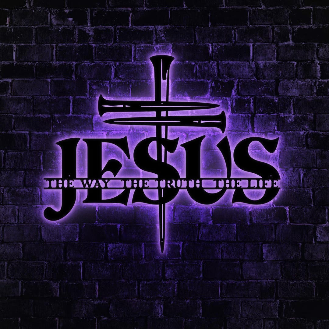 Christian LED Metal Wall Art, Jesus the Way the Truth the Life Cross ...