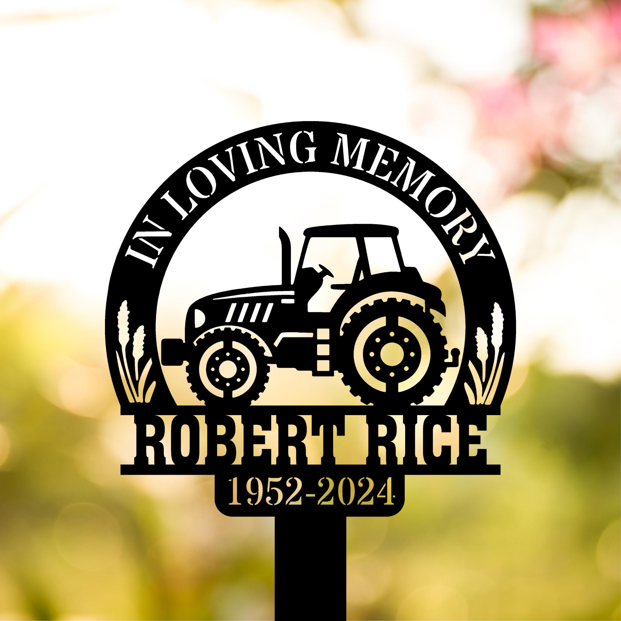 Personalized Tractor Memorial Plaque Stake, Memorial Grave Marker ...