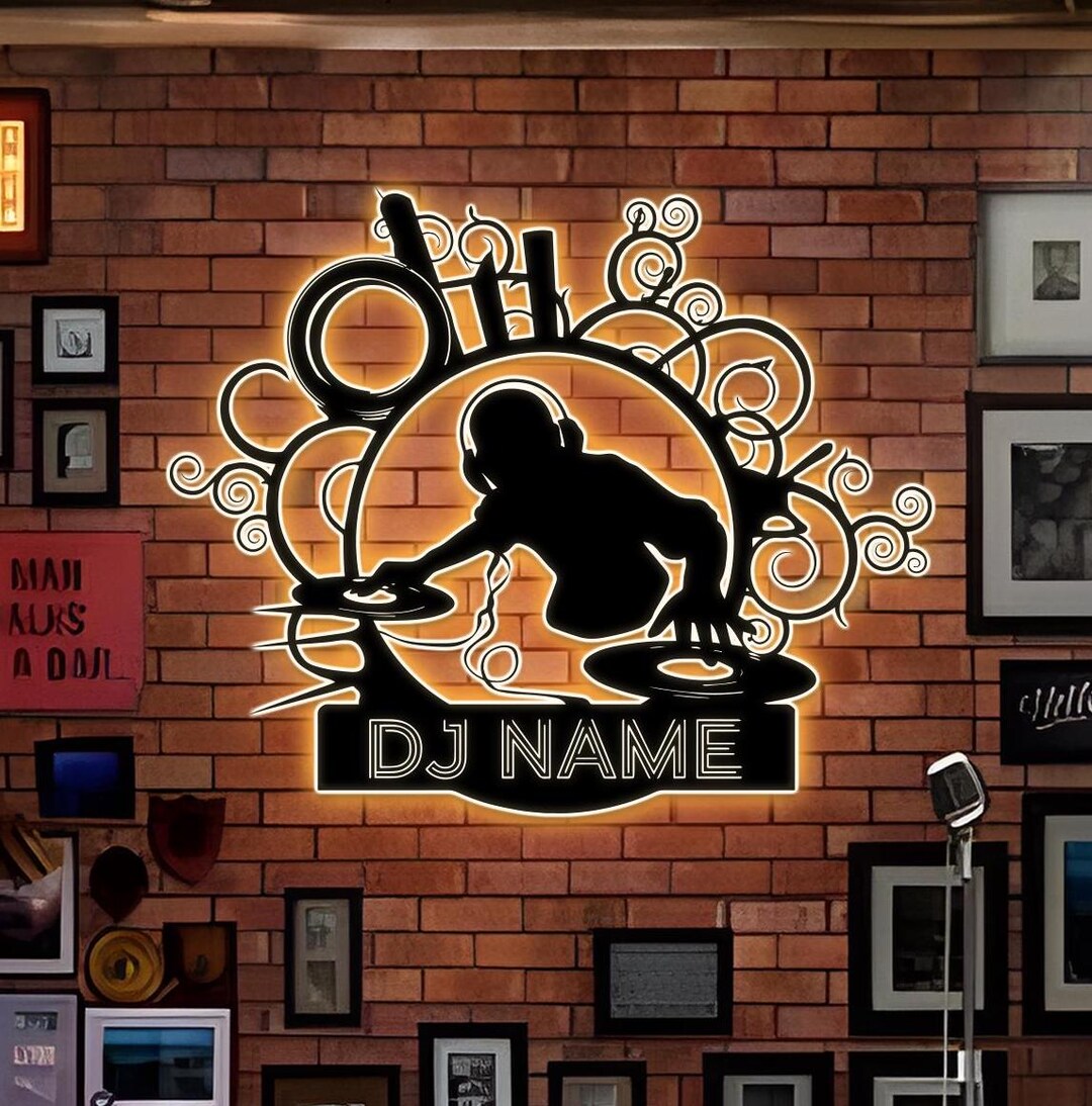 Custom DJ Metal Wall Art With LED Light, DJ Player Metal Sign, Gifts ...