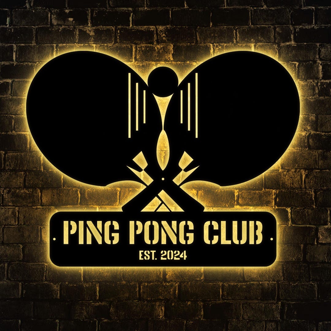 Custom Ping Pong Paddle Metal Sign With Led Light, Table Tennis Sign ...