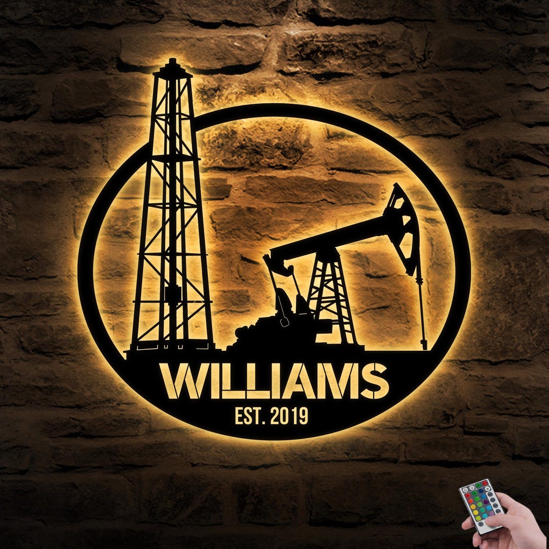 Custom Coal Mining US Flag Metal Wall Art LED Light Personalized Miner ...