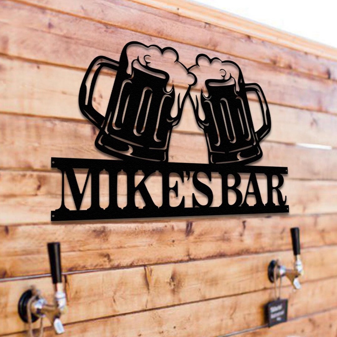 Custom Beer Mug Metal Wall Art – Personalized Bar Sign for Home Bar ...