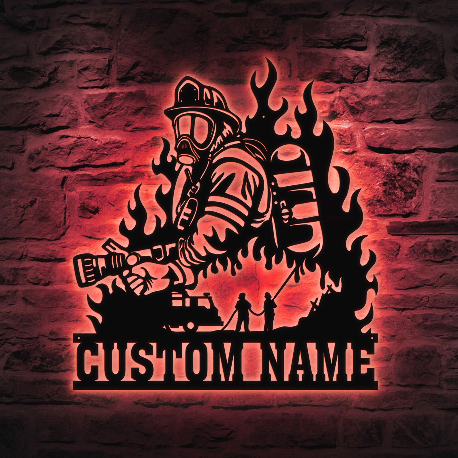 Custom Fire Dept LED Metal Sign – Personalized Firefighter Wall Art ...
