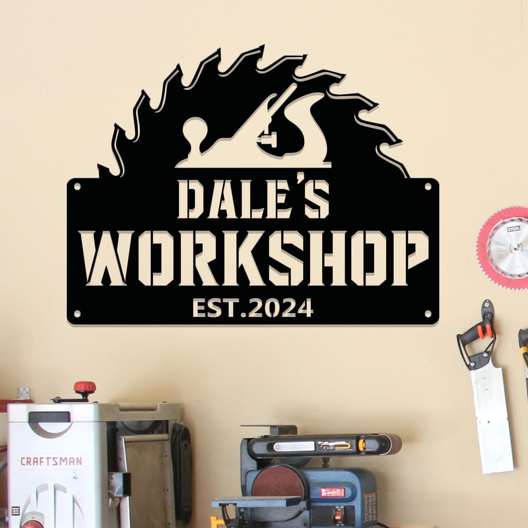 Custom Workshop Metal Sign, Garage Decor, Mechanic Gift, Work Shop Name ...