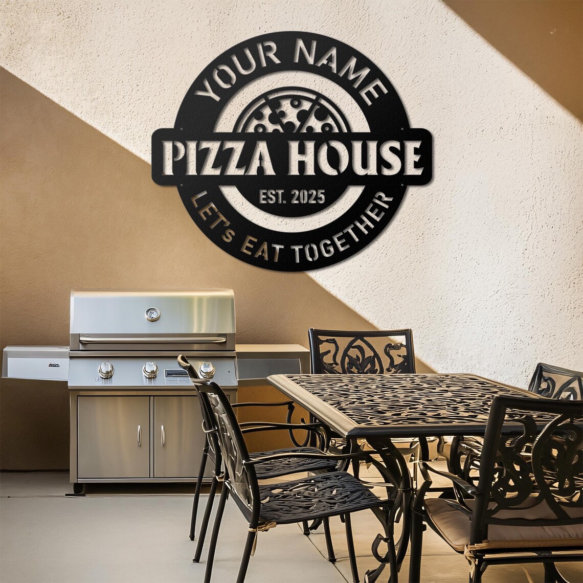 Pizza House LED Metal Sign, Custom Restaurant Wall Decor, Family Name ...