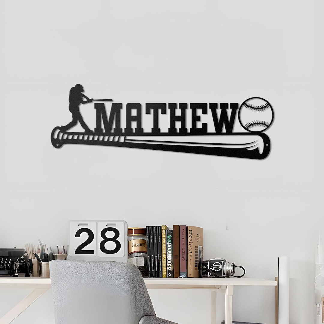 Baseball Player Metal Wall Art, Custom Name Sign, Personalized Sports ...
