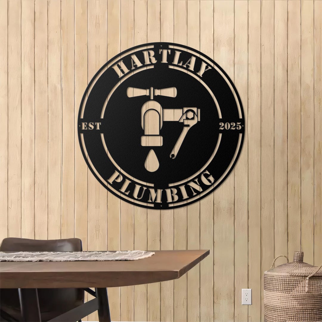 Plumbing Business Wall Sign – Custom Metal Logo Sign With Faucet ...
