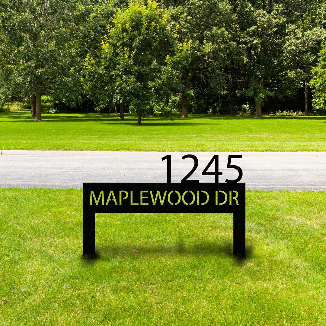 Personalized Metal Address Sign, Custom House Number Yard Stake, Modern ...