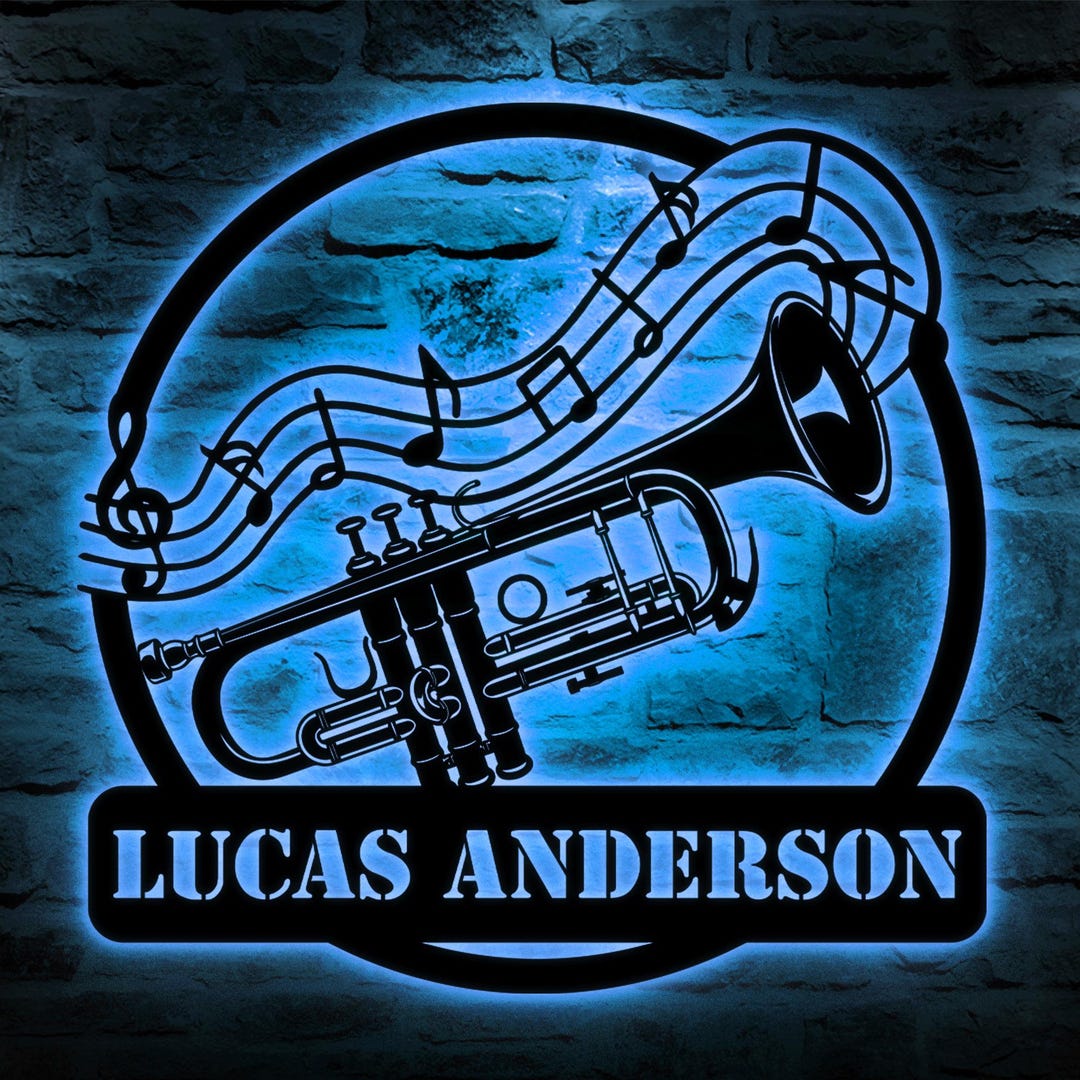 Custom Trumpet Musical Instrument Metal Wall Art LED Light ...