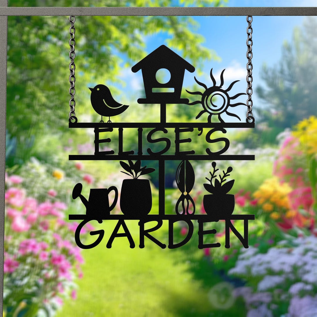 Custom Metal Hanging Garden Sign, Personalized With Your Family Name or ...