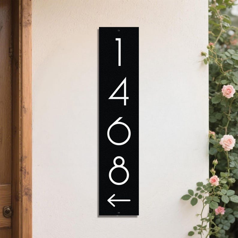 House Number Metal Arrow Sign – Custom Address Plaque, Modern Outdoor ...