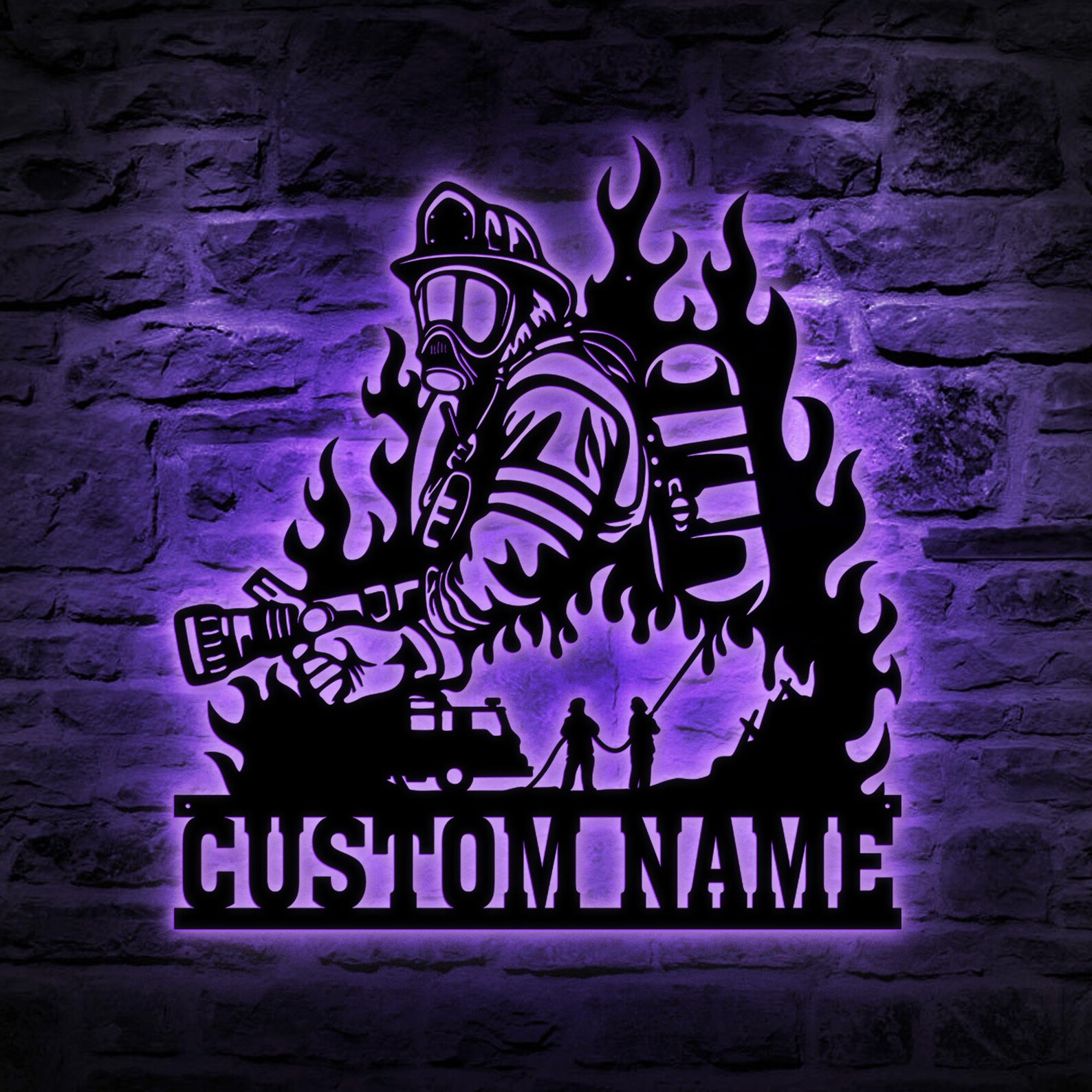 Custom Fire Dept LED Metal Sign – Personalized Firefighter Wall Art ...