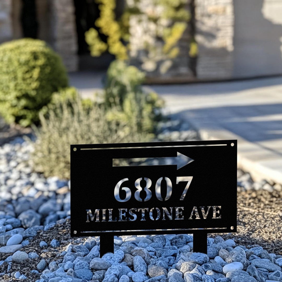 Directional Street Sign, Custom Metal Road Address Stake, Personalized Destination Arrow Sign ...