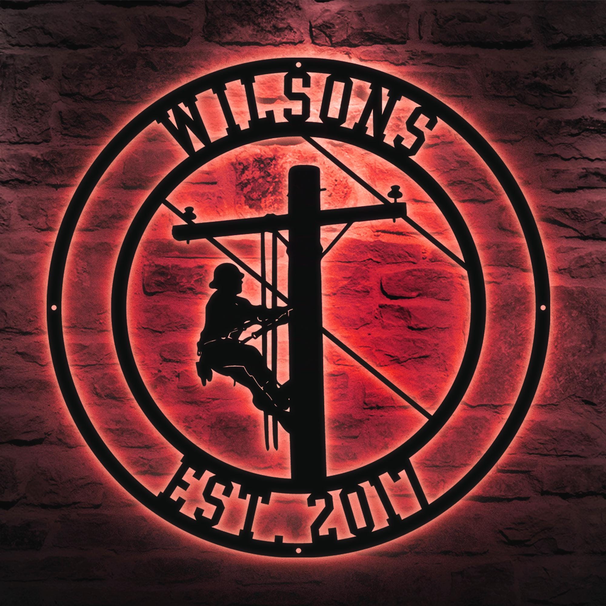 Custom Name Lineman Metal Sign, Personalized Lineman Wall Art With LED ...