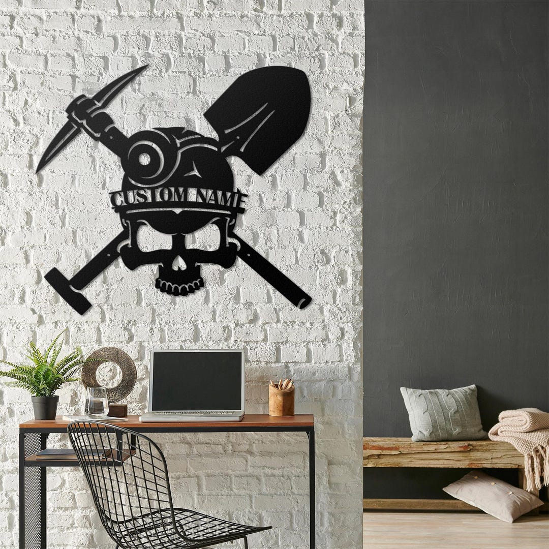 Personalized Coal Miner Metal Wall Art – Custom Skull Design With ...