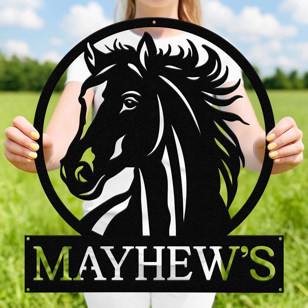 Personalized Horse Sign Metal Horse Sign Horse Name Sign Custom Horse ...