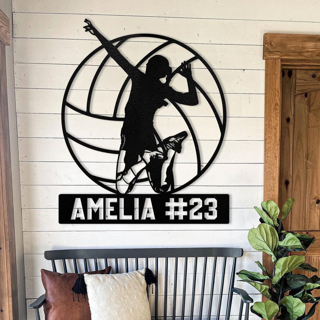 Personalized Volleyball Metal Sign Wall Art Decor, Custom Name Sport ...